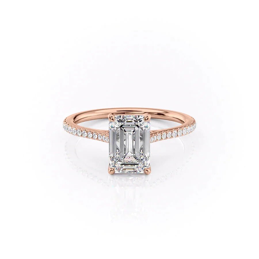 The Pave Madison Set With A 5 Carat Emerald 18K Rose Gold Moissanite ...